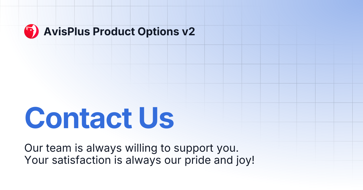 Contact Us | AvisPlus Product Options v2